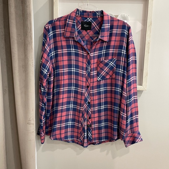 Rails | Tops | Rails Pink And Blue Metallic Button Front Top | Poshmark